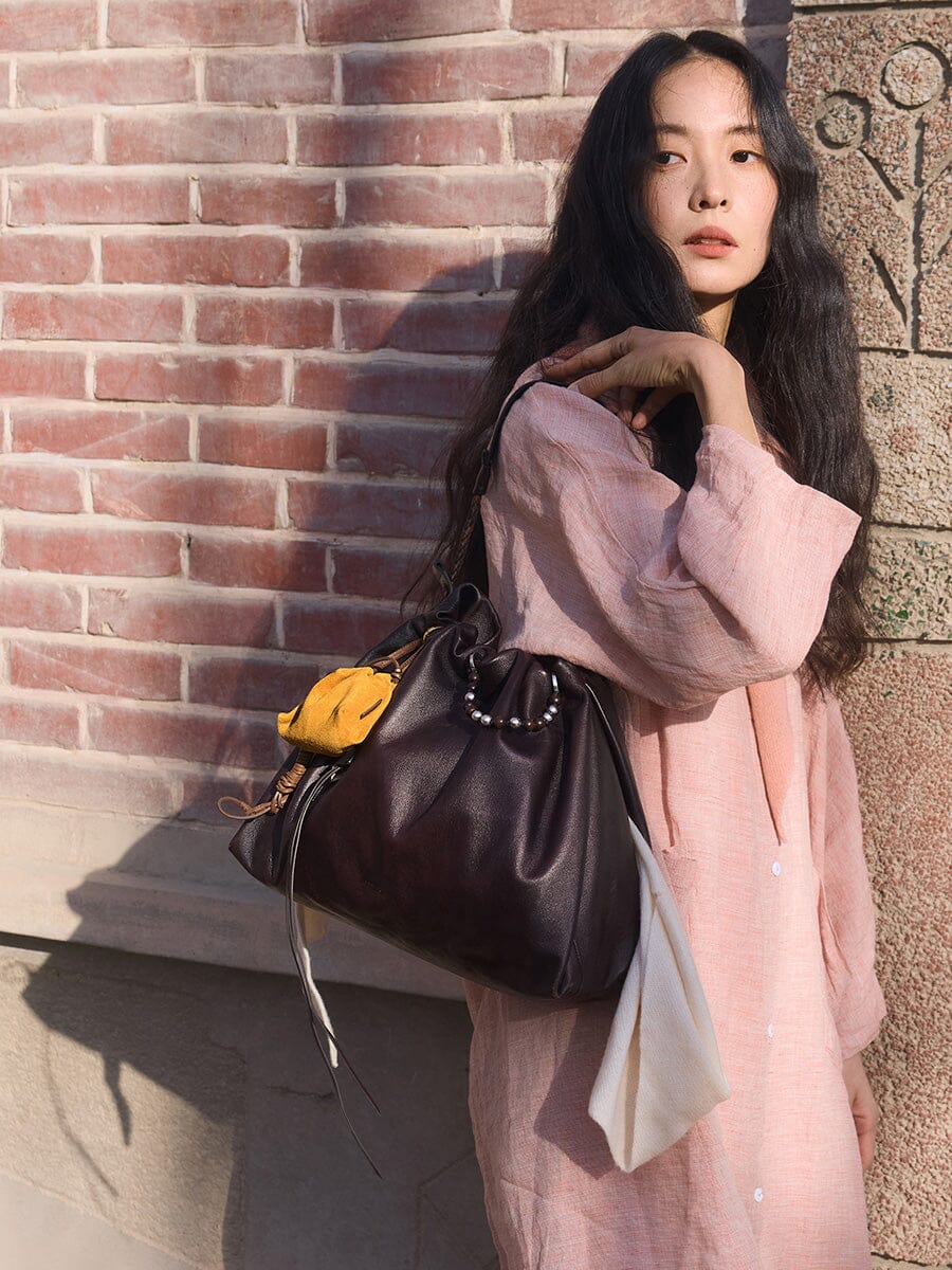 Medium Gather Bag | Full-Grain Nappa Leather Tote – Songmont