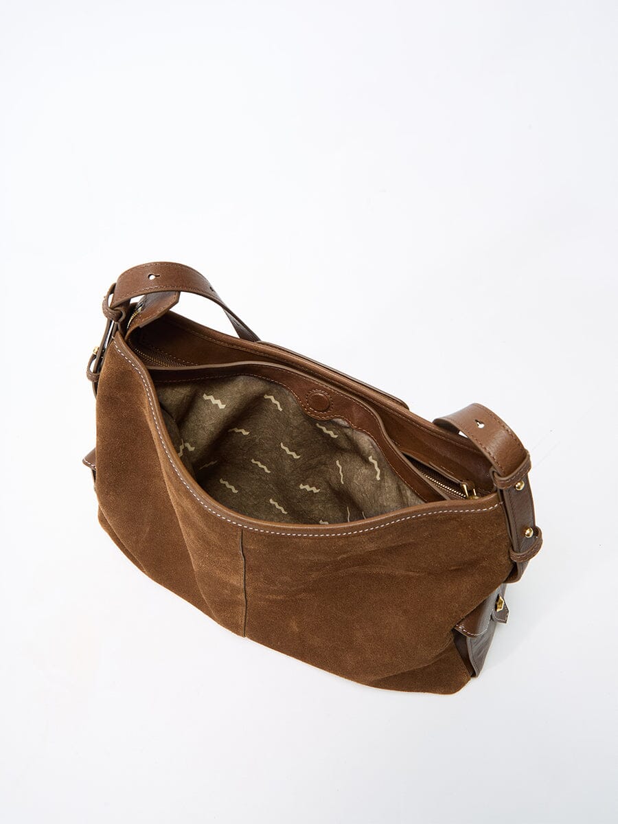 Medium Yore Hobo Bag in Sandal Suede | Stylish & Durable – Songmont