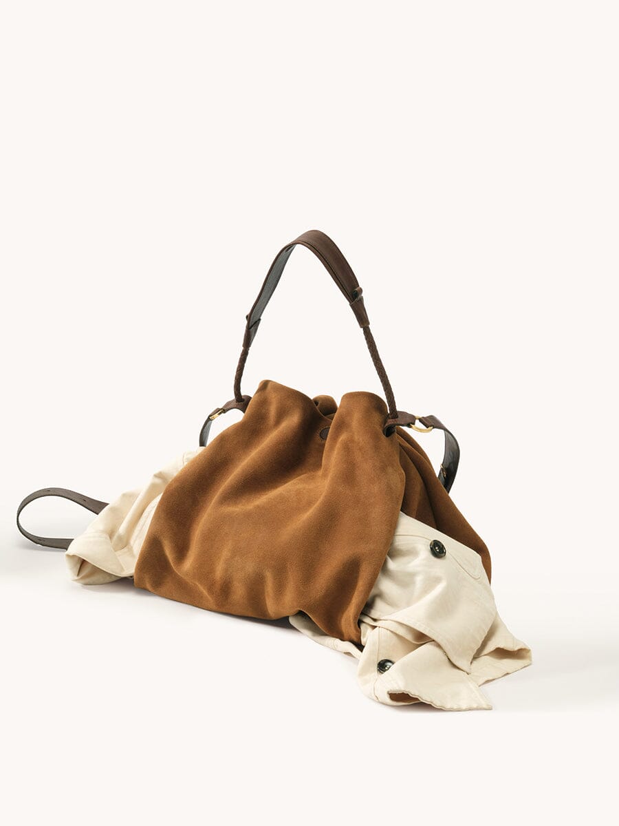 Ochre Suede Small Gather Bag Set | Tote Bag | Compact and Stylish ...