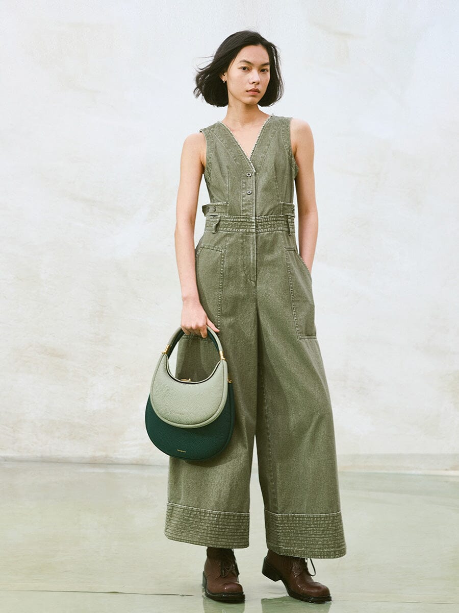 Small Luna Bag in Jade | Compact Size & Gold Accents – Songmont